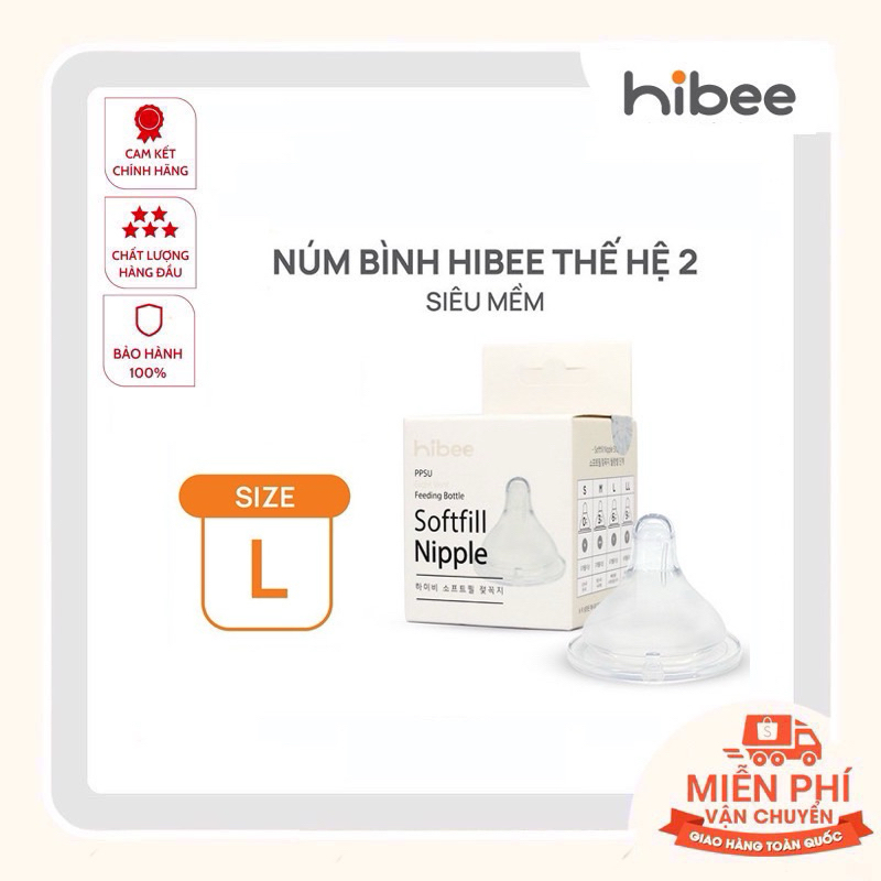 Núm ti hibee size L thế hệ 2, cải tiến với 2 van thoát khí, hộp 1 chiếc ...