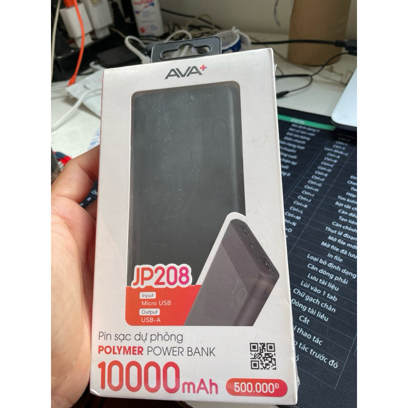 Pin sạc dự phòng Polymer 10.000mAh 10W AVA+ JP208 đen | Shopee Việt Nam