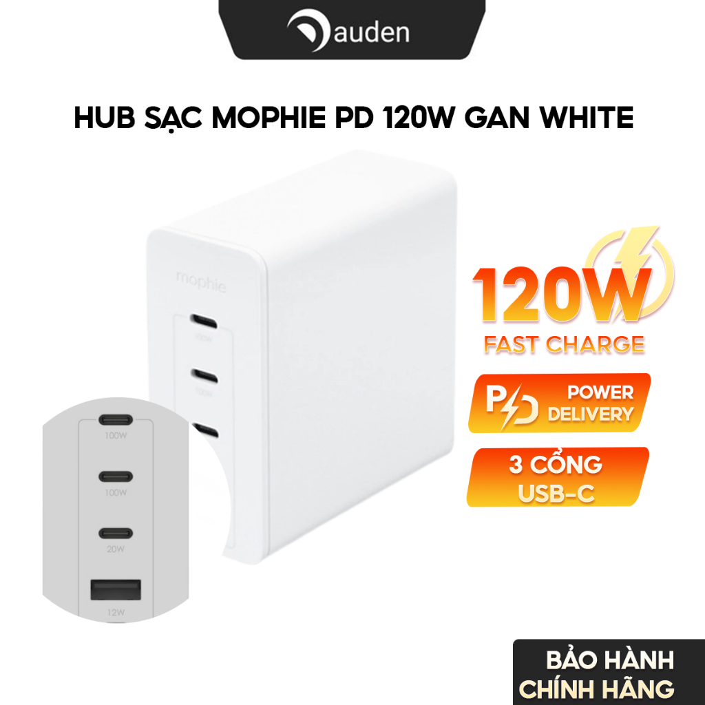 Hub sạc nhanh Mophie Power Delivery 120W GaN (hỗ trợ chuẩn sạc PD, PPS ...