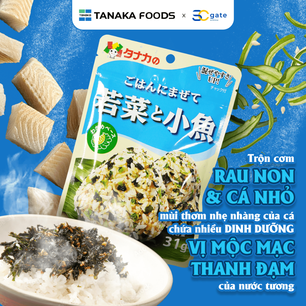 Gia vị Trộn cơm Rau non & Cá nhỏ Tanaka Foods Nhật Bản | Shopee Việt Nam