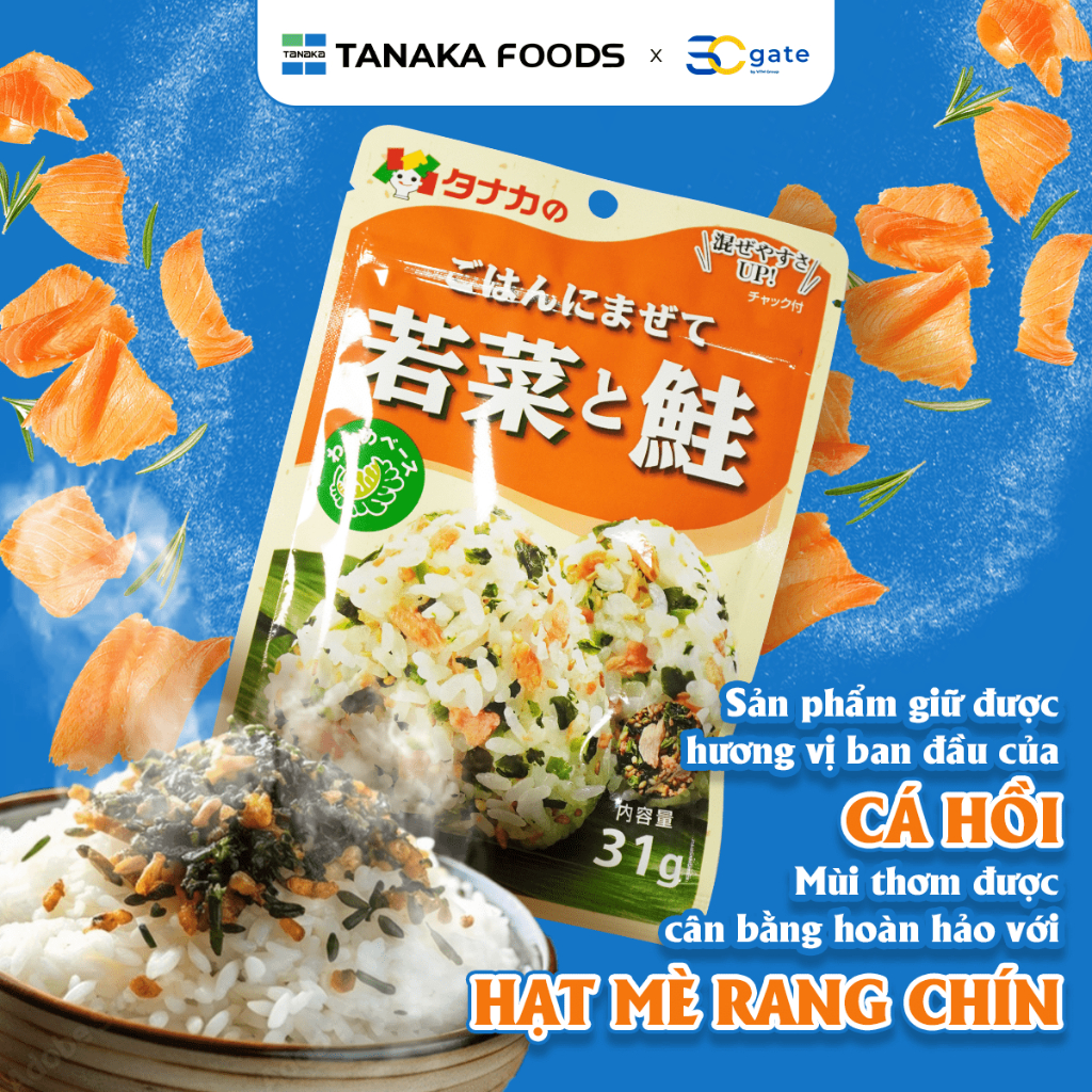 Gia vị Trộn cơm Rau non & Cá hồi Tanaka Foods Nhật Bản | Shopee Việt Nam