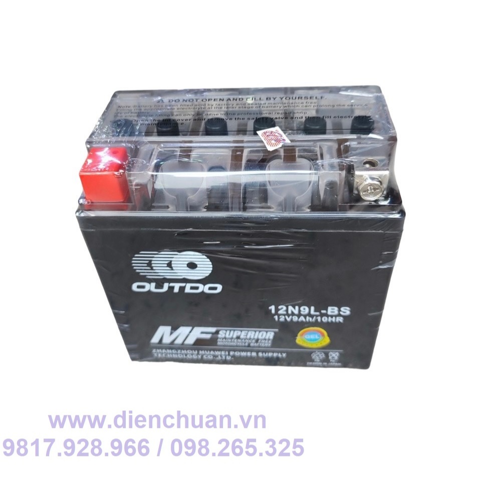 Ắc quy xe máy Outdo 12N9L-BS (12V-9Ah) bình 9A cao, ắc quy cho xe côn ...
