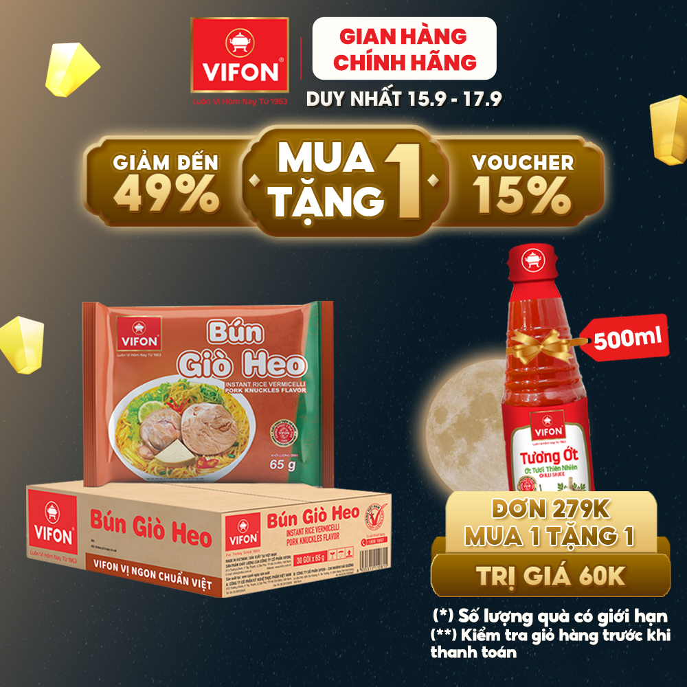 [VOUCHER đến 80K]-Thùng 30 gói Bún Giò Heo VIFON 65g / Gói | Shopee ...