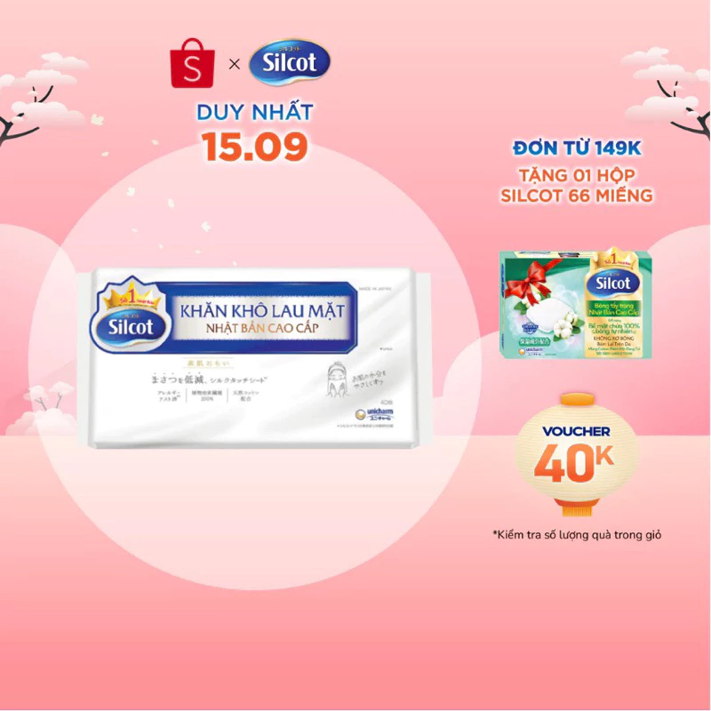 [MỚI] Combo 4 gói khăn khô lau mặt Silcot 40 miếng/góip | Shopee Việt Nam