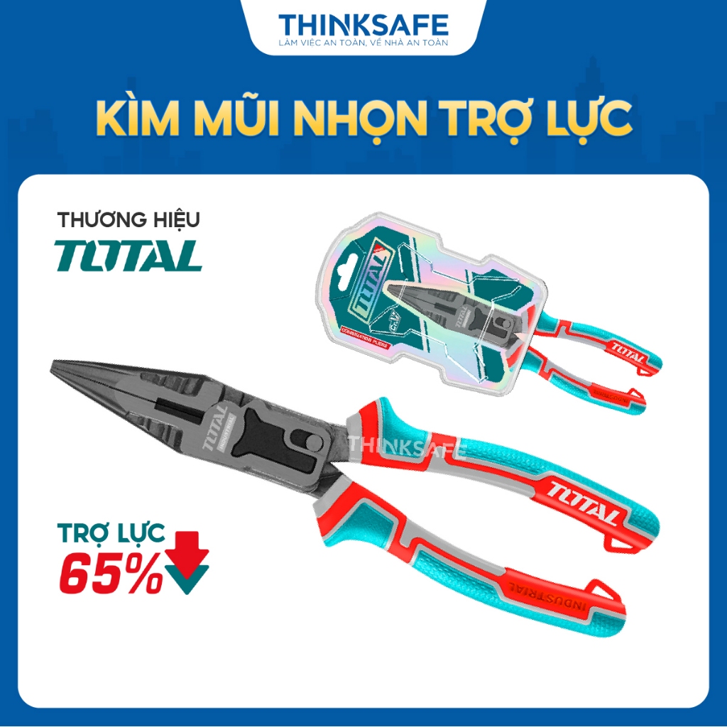 Kìm mũi nhọn trợ lực Total THTC520806 8.5 inch/ 215mm tiết kiệm 65% sức ...