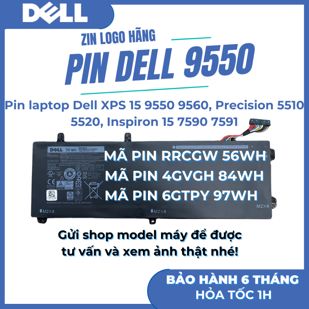 Pin laptop Dell Precision 5510 5520 5530 5540 Pin Laptop Dell XPS 9550 ...