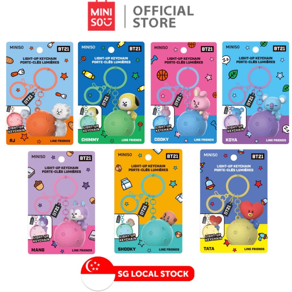 Móc khóa phát sáng của Bộ sưu tập MINISO BT-21 (COOKY/RJ/TATA/CHIMMY ...