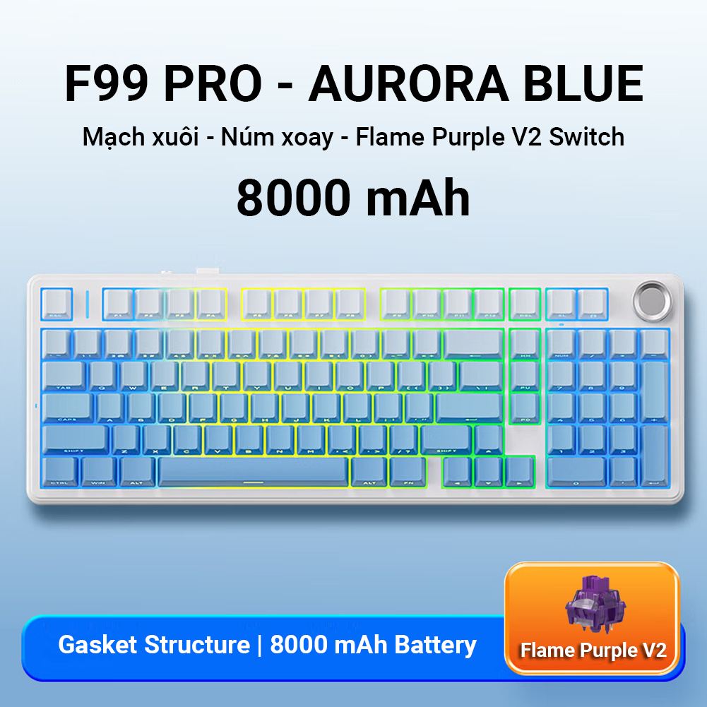 [AULA F99 PRO] Bàn phím cơ AULA F99 - MẠCH XUÔI KEYCAP NINJA - Núm xoay ...