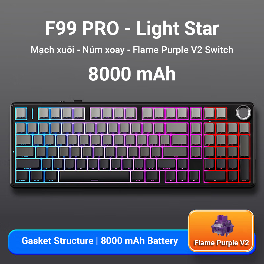 [AULA F99 PRO] Bàn phím cơ AULA F99 Pro - Núm xoay Pin 8000 mAh - Chính ...
