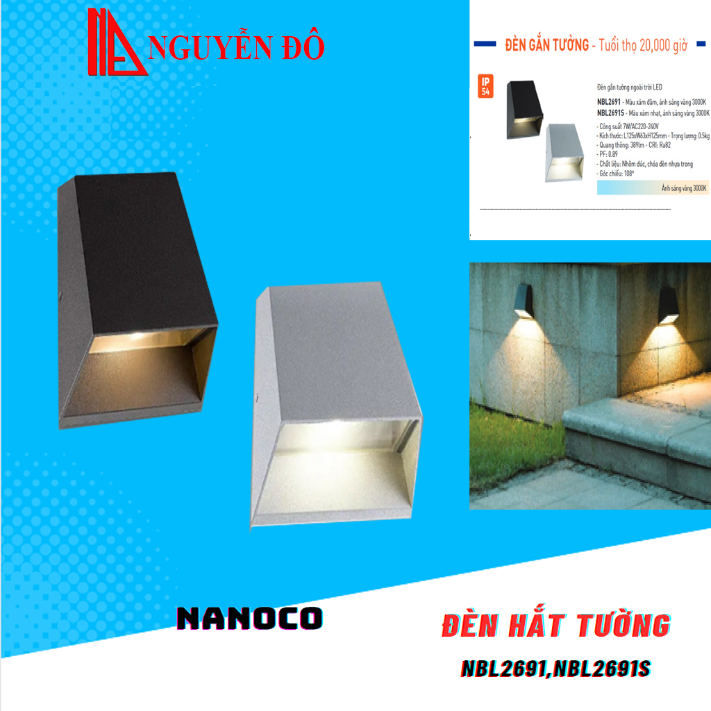 Đèn hắt tường ngoài trời Nanoco NBL2691,NBL2691S chất liệu bằng nhôm ...