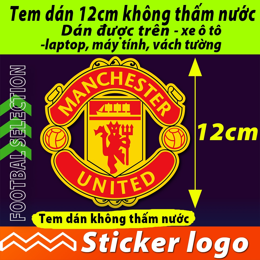 Tem dán Sticker không thấm nước nhãn dán logo MU Manchester United mẫu ...