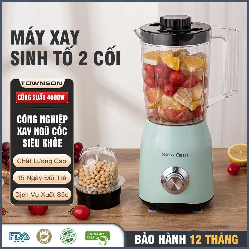 Máy Xay Sinh Tố Công Nghiệp 2 Cối Công Suất 4500W Xay Rau Củ Thịt Cá ...
