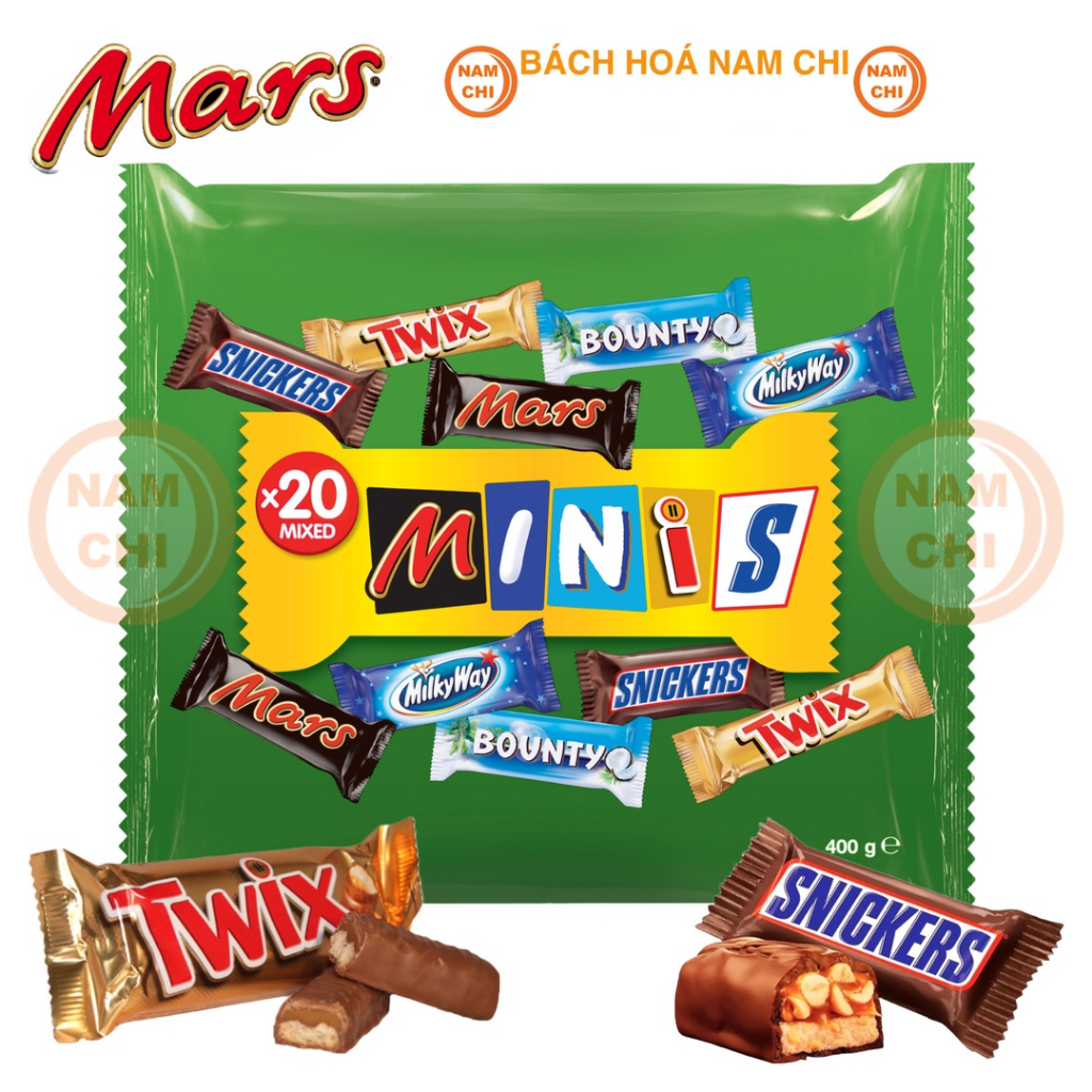 [GÓI 400G] Kẹo Socola Hỗn Hợp Minis Mix Snickers Mars Bounty Twix ...