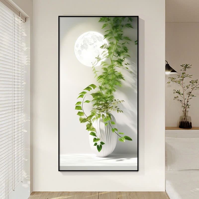 Tranh treo tường tranh canvas bình hoa dưới ánh trăng decor phòng khách, phòng ngủ, tranh treo ...