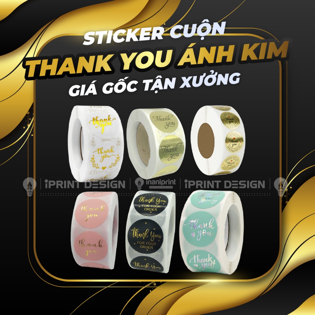 STICKER CUỘN 500 TEM ÁNH KIM - STICKER CẢM ƠN ÁNH KIM SANG TRỌNG ...