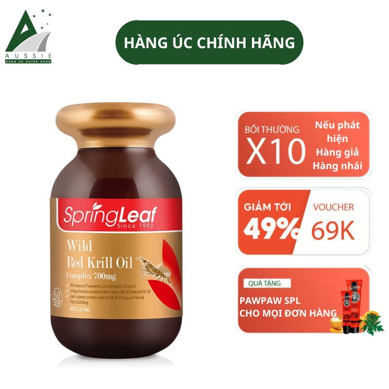 Duy trì sức khỏe tổng thể Wild Red Krill Oil Complex 700mg SpringLeaf ...