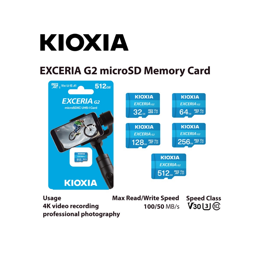 Thẻ nhớ MicroSD KIOXIA Exceria G2 UHS-1 U3 Tốc Độ Cao Hỗ Trợ Ghi Hình 4K Cho Camera Hành Trình ...