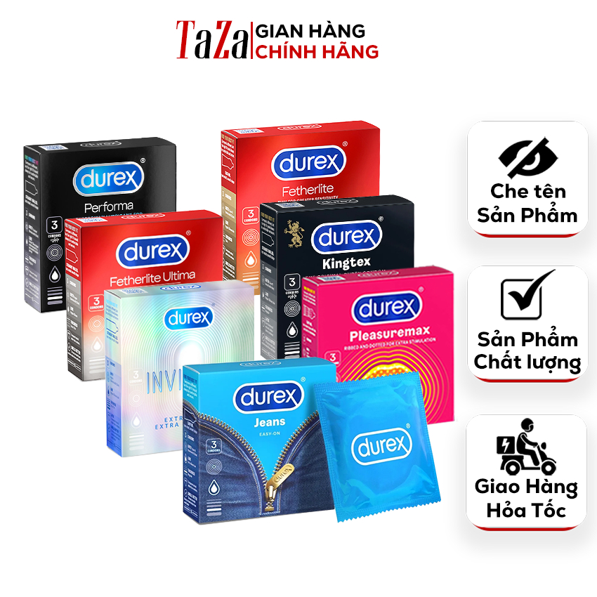 Combo Bao Cao Su Durex Invisible, Performa, Pleasuremax, kingtex ...