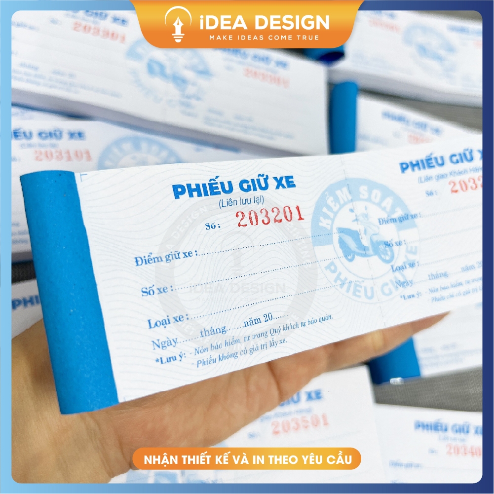PHIẾU GIỮ XE in sẳn có nhảy số giá sỉ - 100 tờ/cuốn - Giấy F70 - Size ...