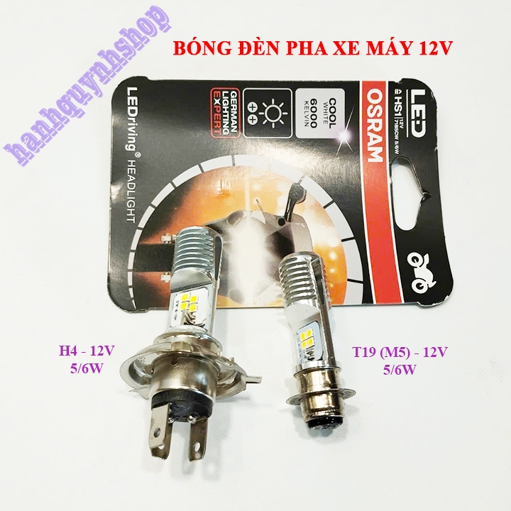 Bóng đèn pha xe máy LED H4 T19 OSRAM lắp xe Dream Wave Vision Lead Sirius ánh sáng trắng ...