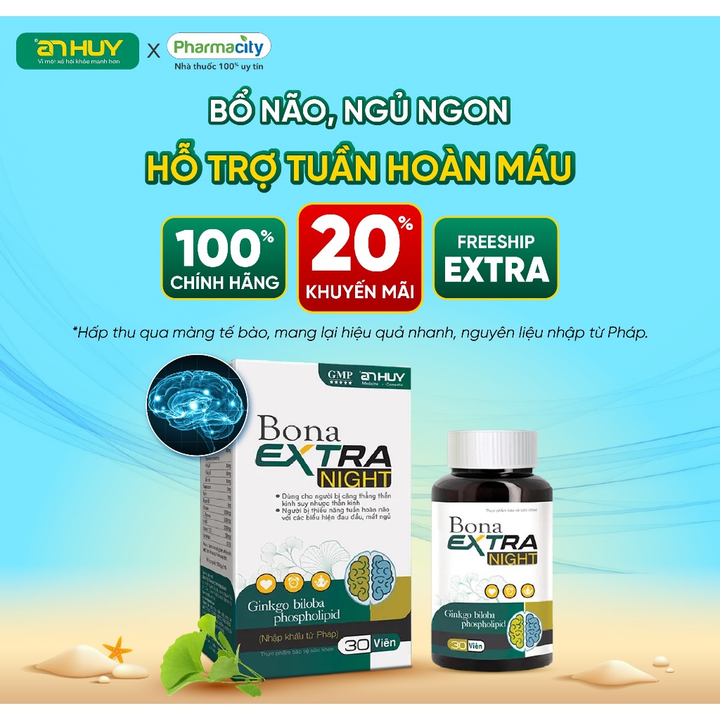 Viên uống Bona Extra Night, hỗ trợ tăng cường tuần hoàn, hộp 30 viên ...