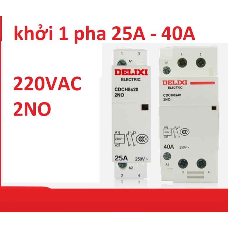 Contactor 1 pha 40A/220V - Khởi 1 pha 25A/40A - 220VAC 2NO CDCH8s25 ...