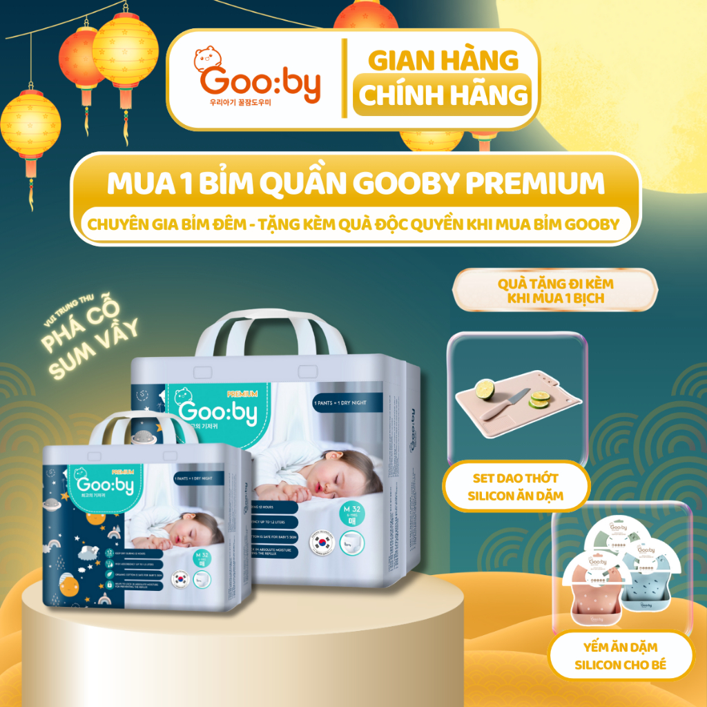 Tã/bỉm quần Gooby Premium - Chuyên gia bỉm đêm, chống trào đến 12h size M/L/XL/XXL cho bé từ 6kg ...