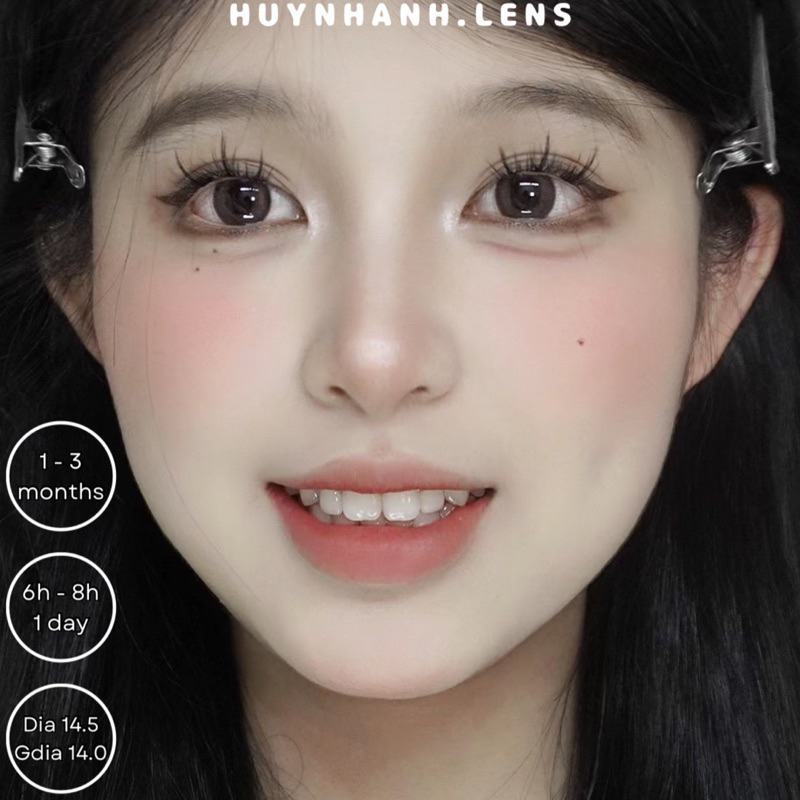 [CÓ CẬN] Lens Mắt Kính Áp Tròng nâu basic tự nhiên viền xám đen đơn ...