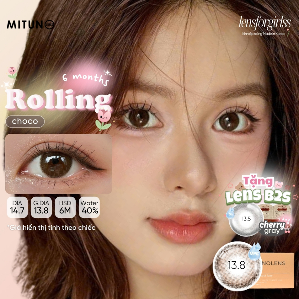 Kính áp tròng sz GIÃN TRÒNG nâu choco tự nhiên ROLLING CHOCO chính hãng ...