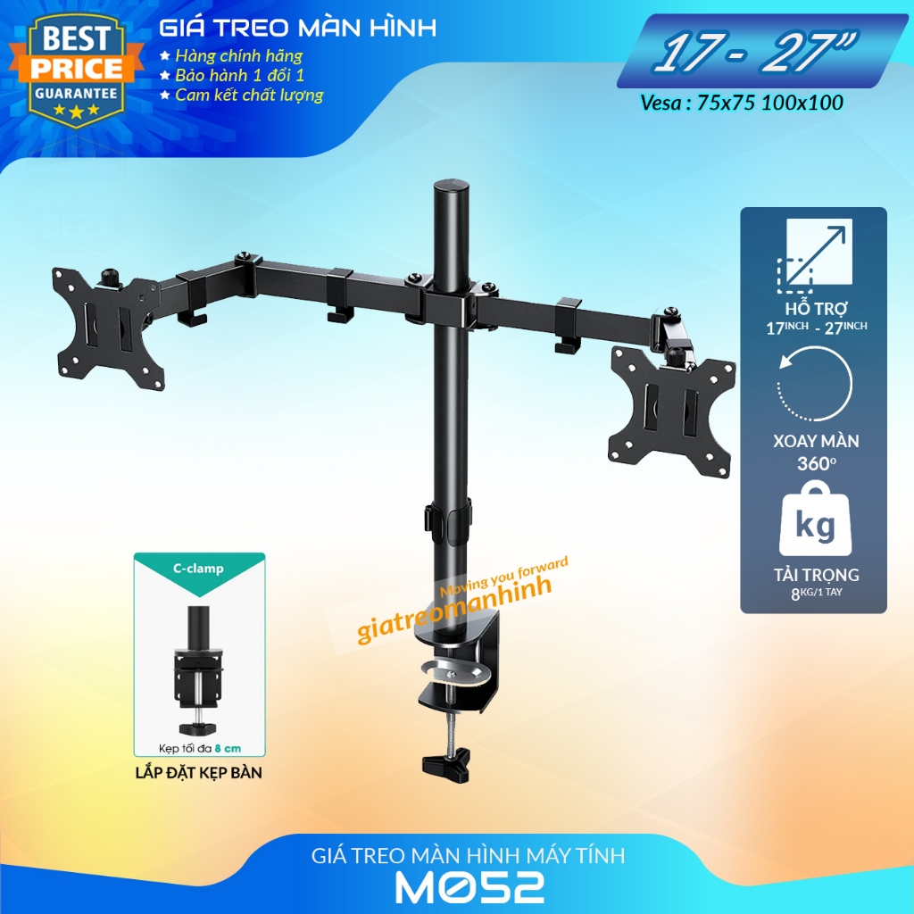 Giá Treo 2 Màn Hình M052 - M052S Cao Cấp 17-27 Inch / Tải Trọng 8Kg ...