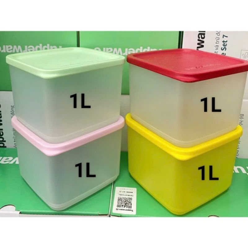 Lẻ 1 hộp bảo quản thực phẩm medium square round 1L Tupperware chính ...