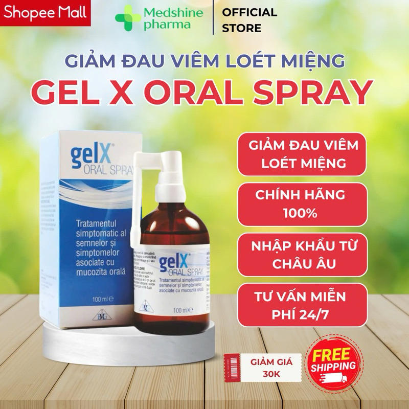 Dung dịch xịt miệng GelX Oral Spray hỗ trợ nhiệt miệng, loét miệng ...