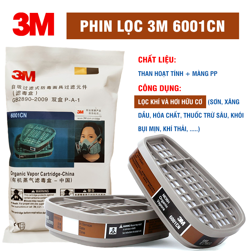 2 Phin lọc than hoạt tính 3M 6001CN dùng cho mặt nạ phòng độc 3M 6200, 3M 7502, … | Shopee Việt Nam