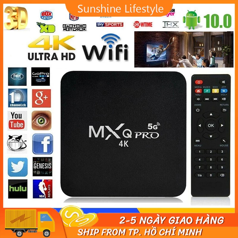 Android TV Box MXQ PRO,Hộp giải mã TV Internet,Tiếng Việt Wifi5G,độ phân giải 4K,8G+128GB/16GB ...
