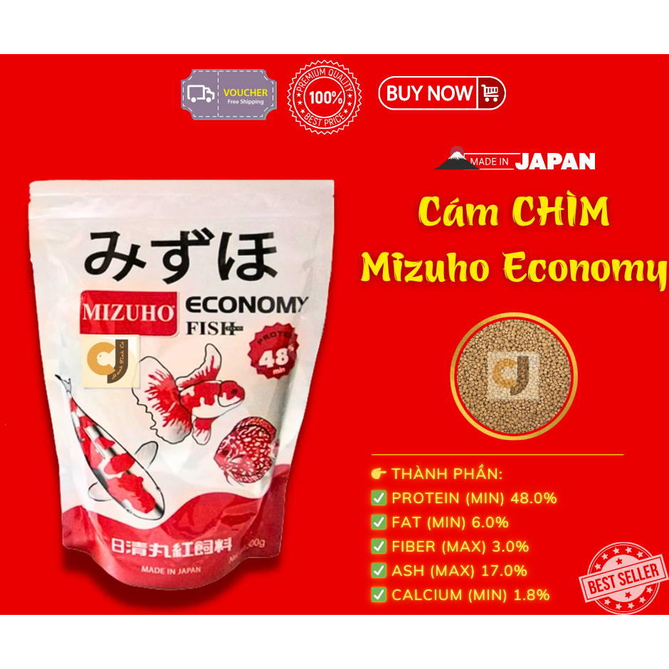 [DATE 2026] [SỈ 10 Cám NHẬT MIZUHO ECONOMY FISH FOOD Túi 500g] Thức ăn ...