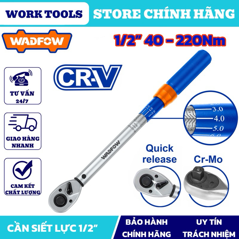 ĐỒ NGHỀ WADFOW Cần siết lực 1/2" 40- 220Nm WWQ1D12 | Shopee Việt Nam