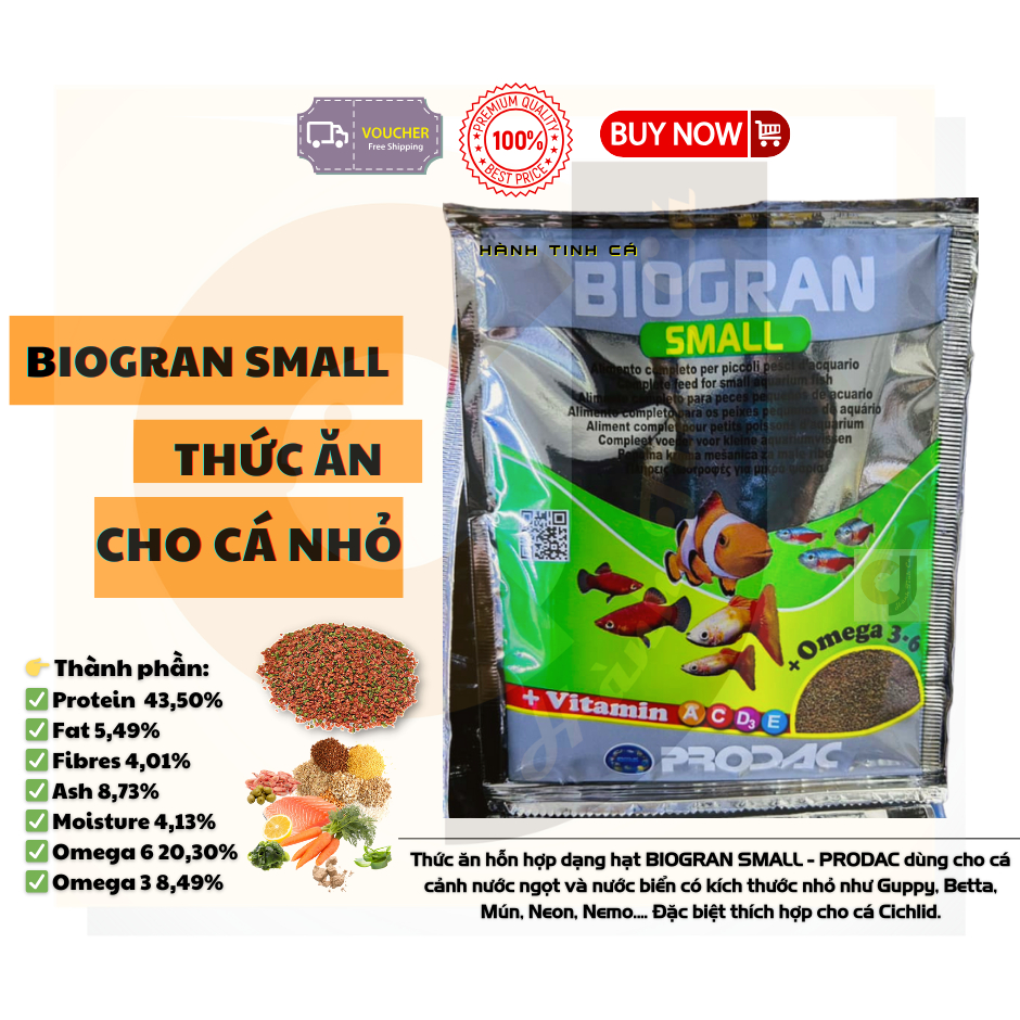 PRODAC Biogran Small Thức ăn Dạng Hạt Cho Cá Nhỏ Thủy Sinh | Shopee ...