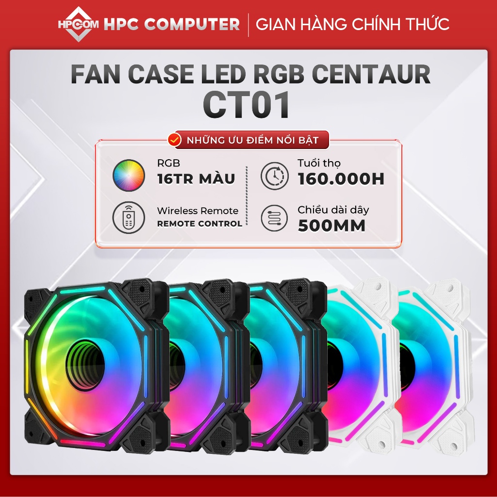 Combo 5 quạt tản nhiệt PC, Fan Case led RGB Centaur CT01 - Hàng chính hãng | Shopee Việt Nam