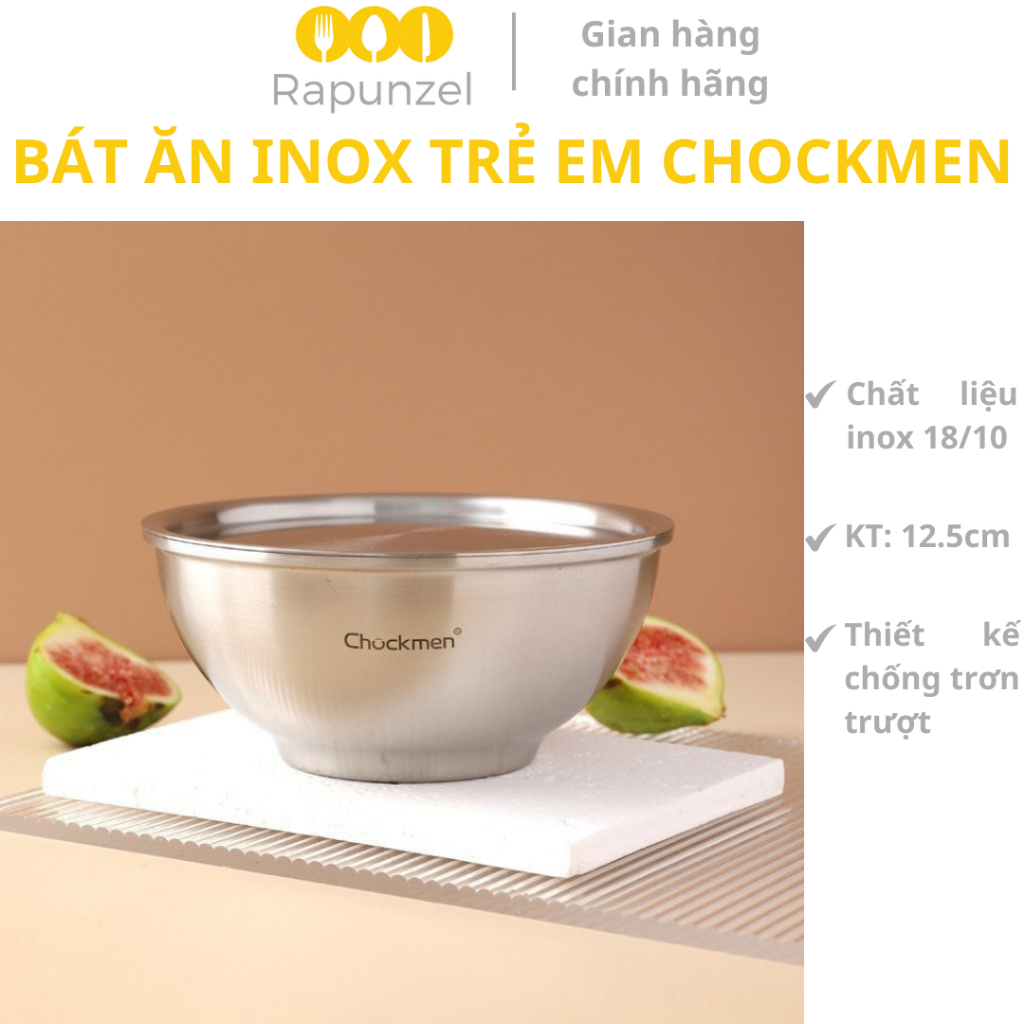 Bát inox CHOCKMEN, bát ăn dặm, bát CHOCKMEN, bát chống nóng trẻ em, bát trẻ em, bát 2 lớp ...