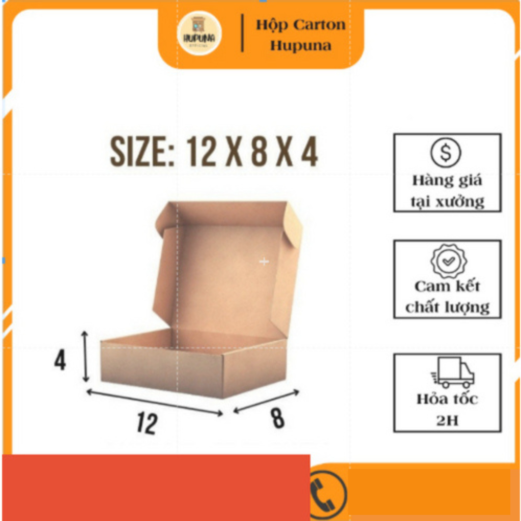 (12x8x4) Hộp Carton Nắp Gài, Hộp Đựng Quà, Đựng Quần Áo, Phụ Kiện 3 lớp ...