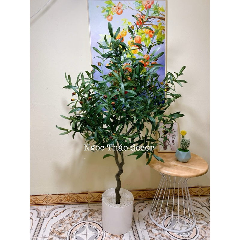 cây oliu giả 1m2,1m6, cây giả decor , cây hoa giẩ trang trí nhà cửa ...