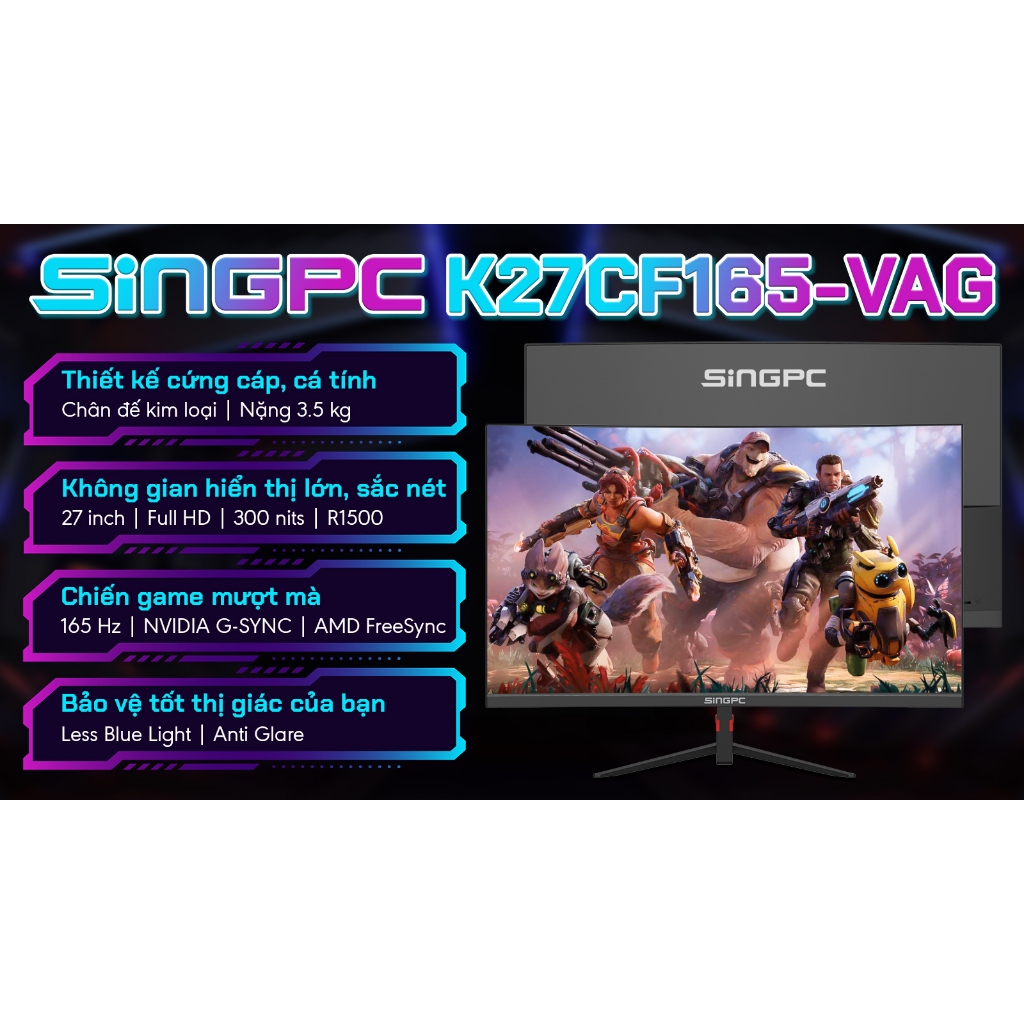 Màn hình Gaming SingPC K27CF165-VAG Cong 165Hz 27 INCH - Màn hình chính ...