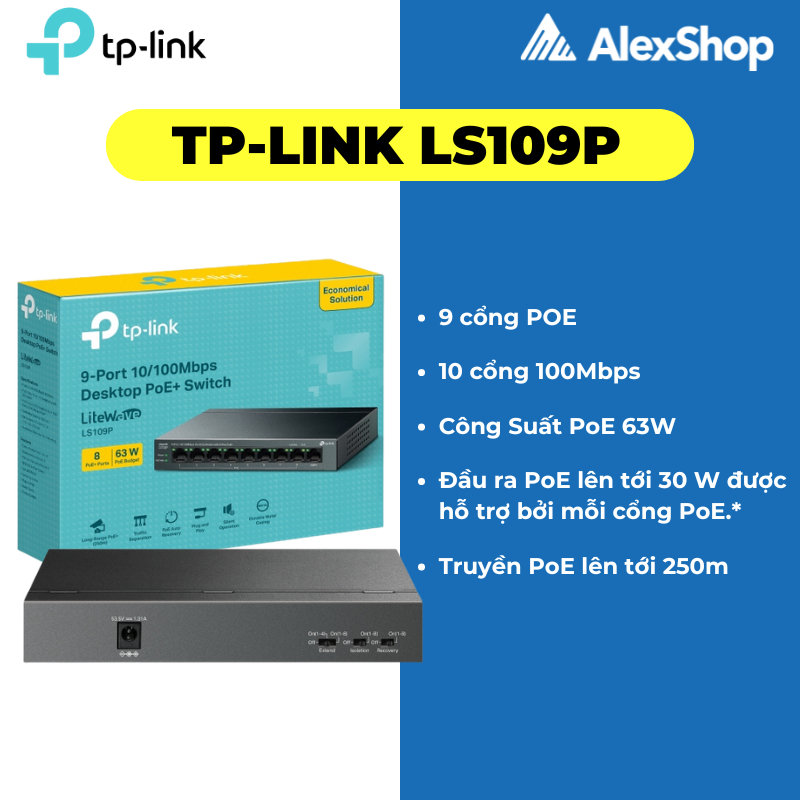 Switch TP-Link LS109P Để Bàn 9 Cổng 10/100Mbps với 8 Cổng PoE+ | Shopee ...