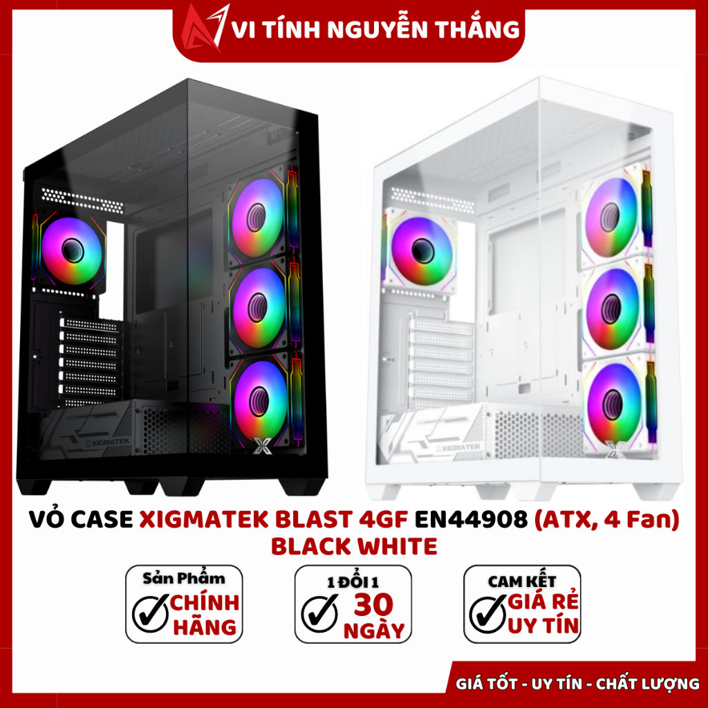 [FREE SHIP] VỎ CASE XIGMATEK BLAST 4GF ATX BLACK WHITE ( TẶNG 4 FAN ...