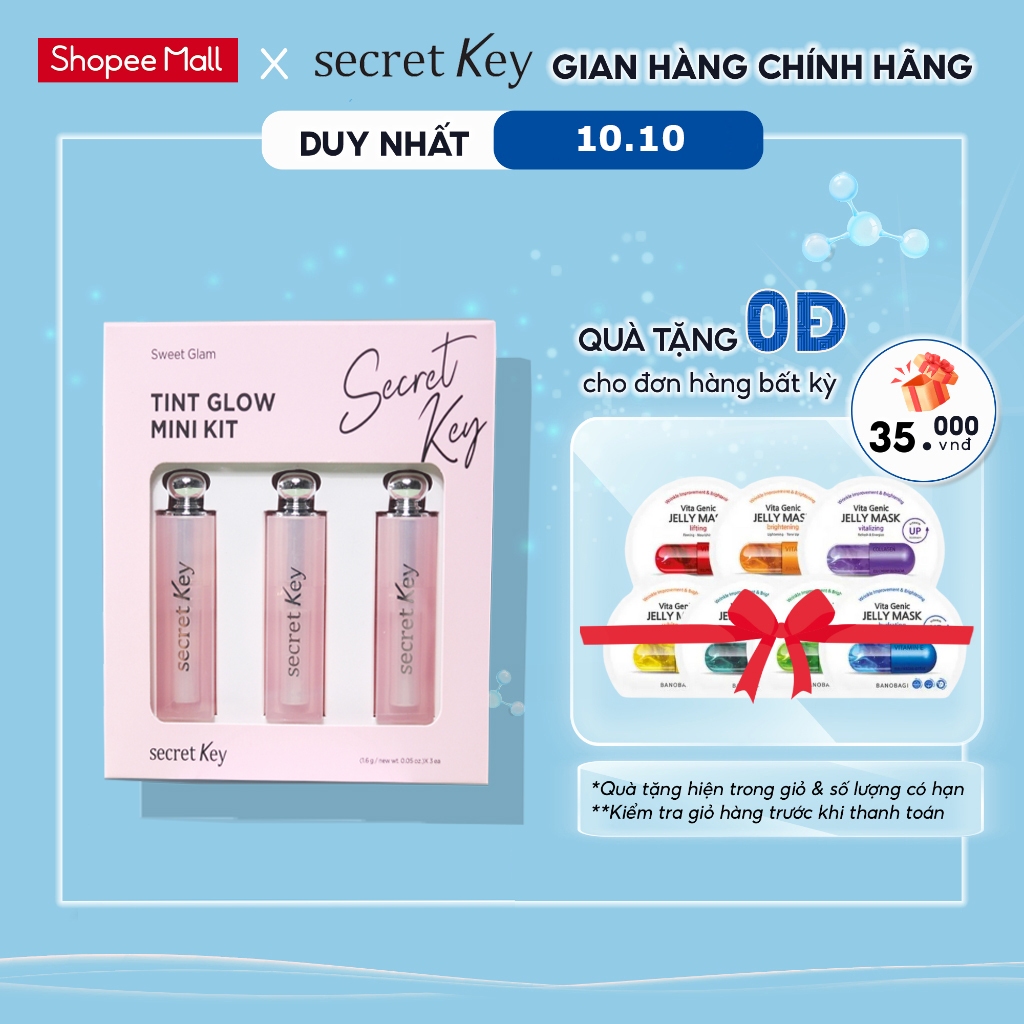 Set son Secret Key Sweet Glam Tint Glow MiniKit Dưỡng Có Màu (3 màu) | Shopee Việt Nam