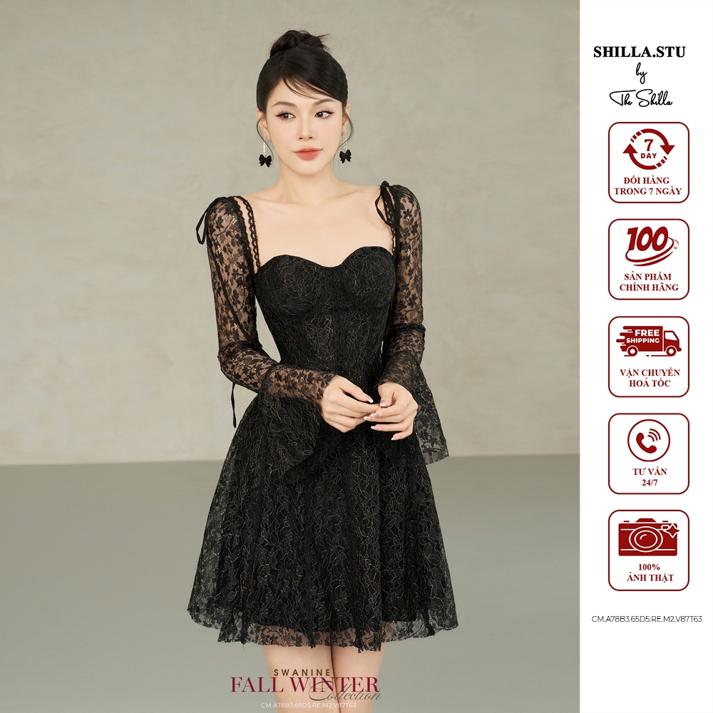 Váy đầm thiết kế cao cấp màu trắng ren cổ vuông sang trọng [ Ảnh thật ] The Shilla-CM.A78B3.65D5 ...