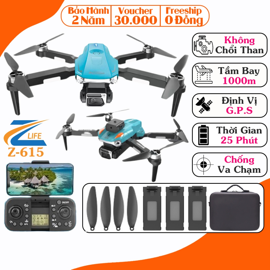 Flycam camera G.P.S chính hãng Zlife Z-615, máy bay điều khiển từ xa, drone mini, plycam ...