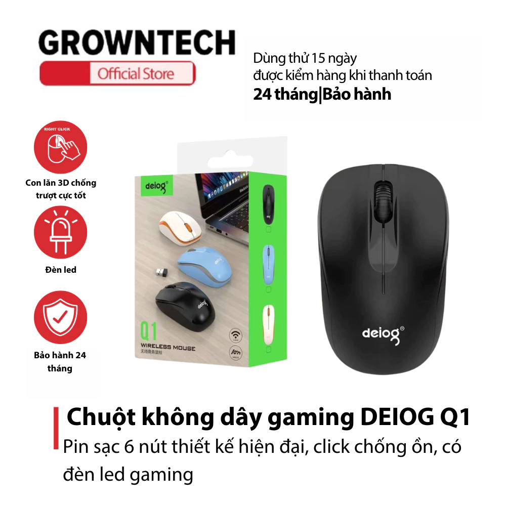 Chuột không dây gaming DEIOG Q1 wireless 5.3 chính hãng pin sạc 6 nút ...