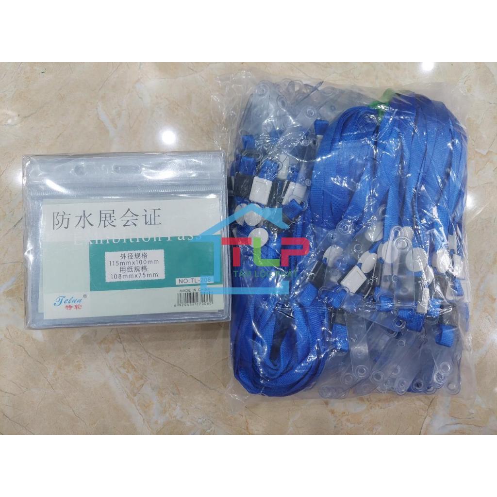 SỈ 50 BỘ THẺ ĐEO NHÂN VIÊN 208 (NGANG, KT 115*100mm) + dây đeo thẻ lụa móc nhựa nhiều màu (LOẠI ...