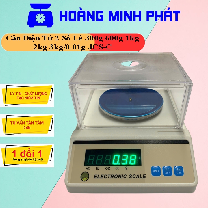 Cân Điện Tử Phân Tích 2 Số Lẻ định lượng 0,01g đến 300g 600g 1kg 3kg JCS-C, Kèm lòng kính chắn ...